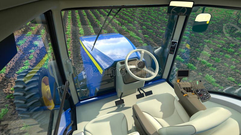 Agricultural Tractor Cab Interior with Controls Stock Photo - Image of ...