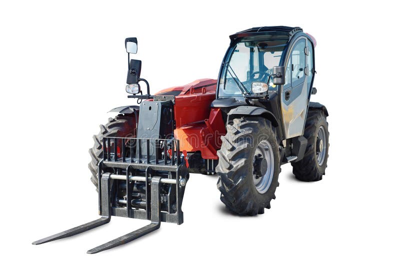 Agricultural Tractor Loader Isolated on White Stock Photo - Image of ...