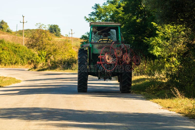 Agricultural Tractor on Road in Viscri, Romania, 2021 Stock Image ...