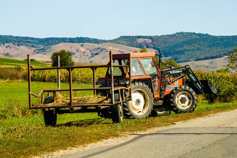 Agricultural Tractor on Road in Viscri, Romania, 2021 Editorial Stock ...