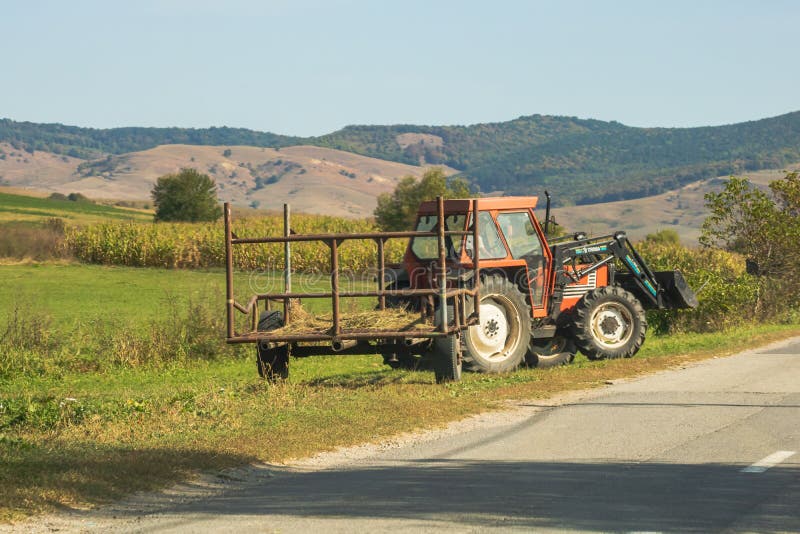 Agricultural Tractor on Road in Viscri, Romania, 2021 Editorial Stock ...