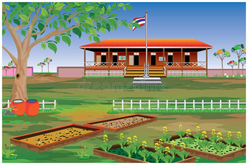 Agriculture Area in Front of School Building Vector Design Stock Vector ...