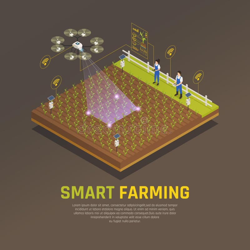 Agriculture Automation Smart Farming Composition with Editable Text and ...