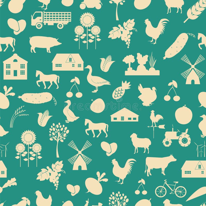 Agriculture Background, Seamless Stock Vector - Illustration of pork ...