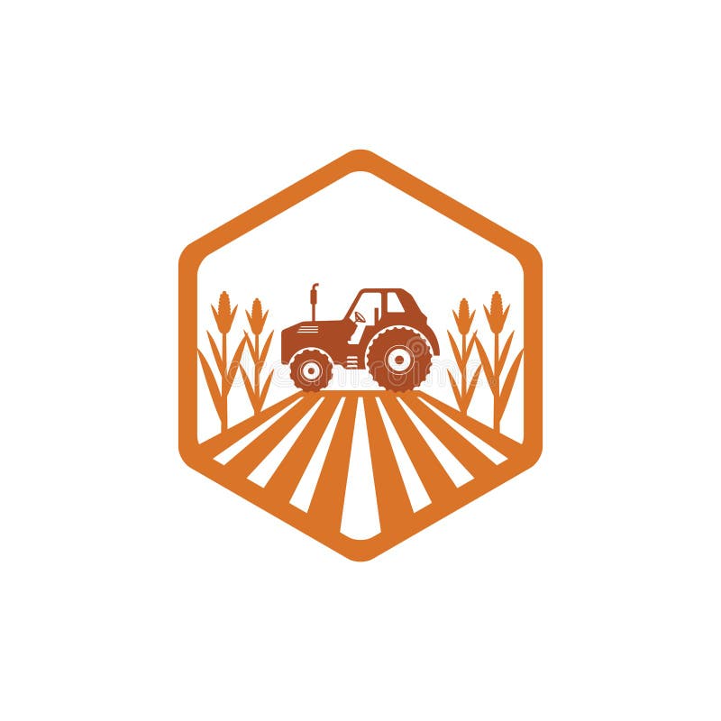 Agriculture Corn Field Farm Industry Vector Logo Design with Tractor in ...