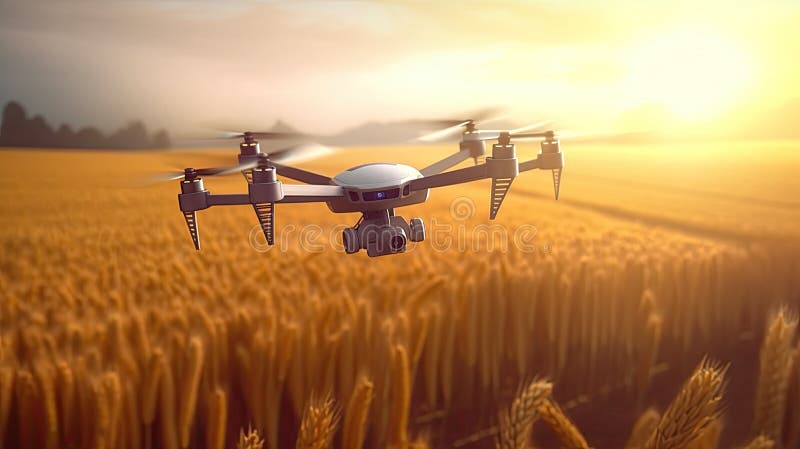 Agriculture Drone Fly on Fields. Ai Generated Stock Illustration ...