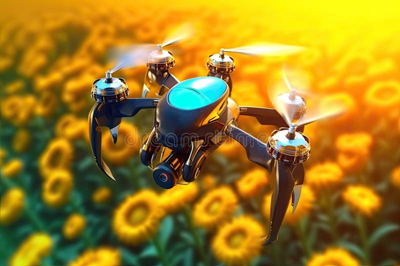 Agriculture Drone Fly on Fields. Ai Generated Stock Illustration ...