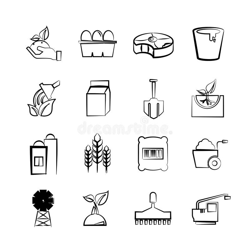 Agriculture and farm icons stock illustration. Illustration of black ...