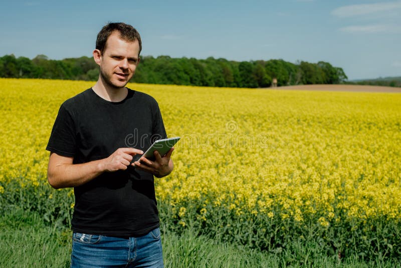 Agriculture Farmer Holding Tablet Stock Photo - Image of people, crop ...