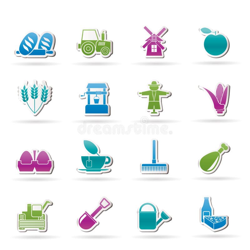 Agriculture and Farming Icons Stock Vector - Illustration of nature ...