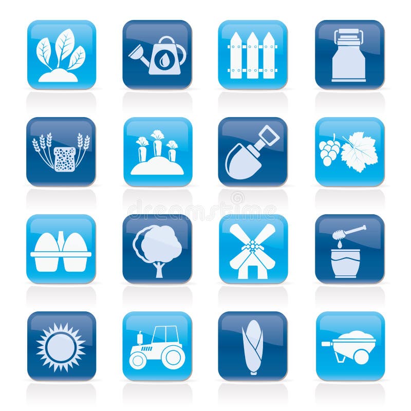 Agriculture and Farming Icons Stock Vector - Illustration of nature ...