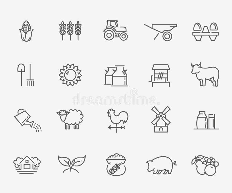 Set of Agriculture and Farming Line Icons Stock Vector - Illustration ...