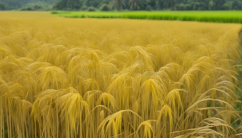 Agriculture Golden Yellow Rice Ear of Rice Growing Stock Illustration ...