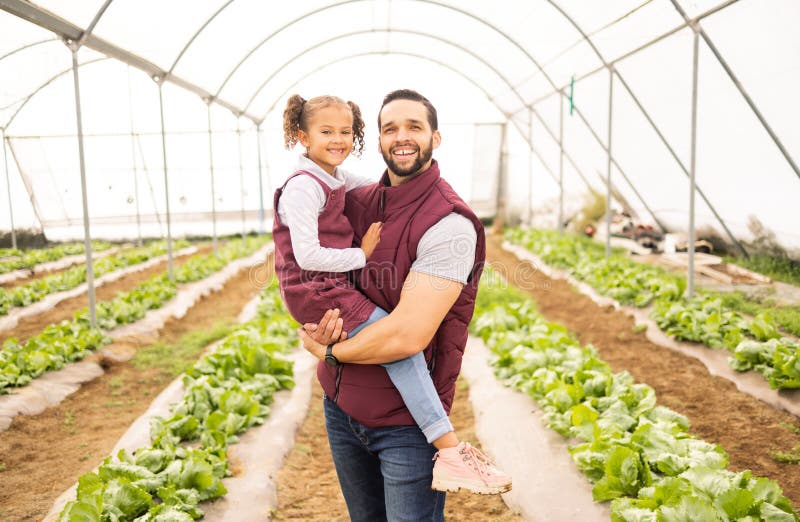 Agriculture, Greenhouse Farming and Man with Child at Sustainable ... Agriculture, Greenhouse Farming and Man with Child at Sustainable ...