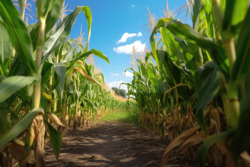 Agriculture, Growing Sweetcorn in Field. Generative Ai Stock ...