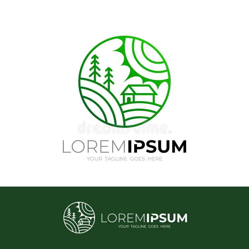 Agriculture Icon with Line and Circle Style, Nature Logos Stock Vector ...