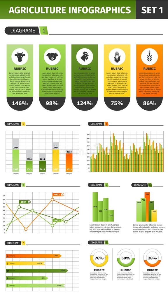 Agriculture Infographic Set Stock Vector - Illustration of collection ...