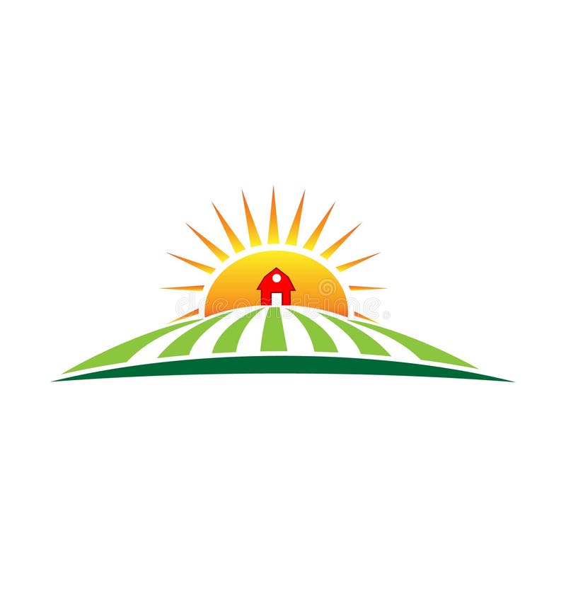 Sun Agriculture Landscape and Farm Harvest Label Icon Vector Stock ...