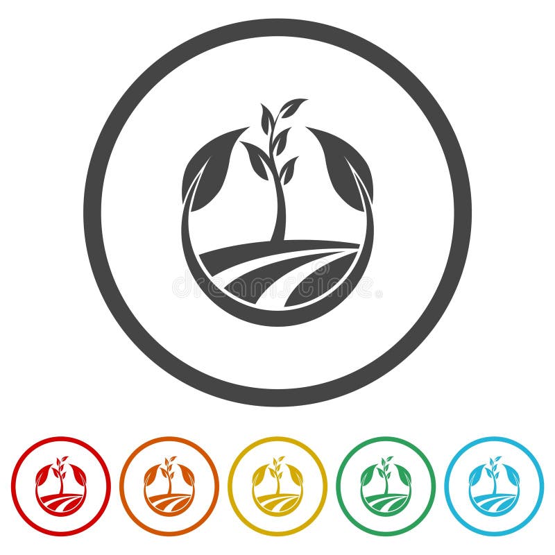 Agriculture Logo. Set Icons in Color Circle Buttons Stock Illustration ...