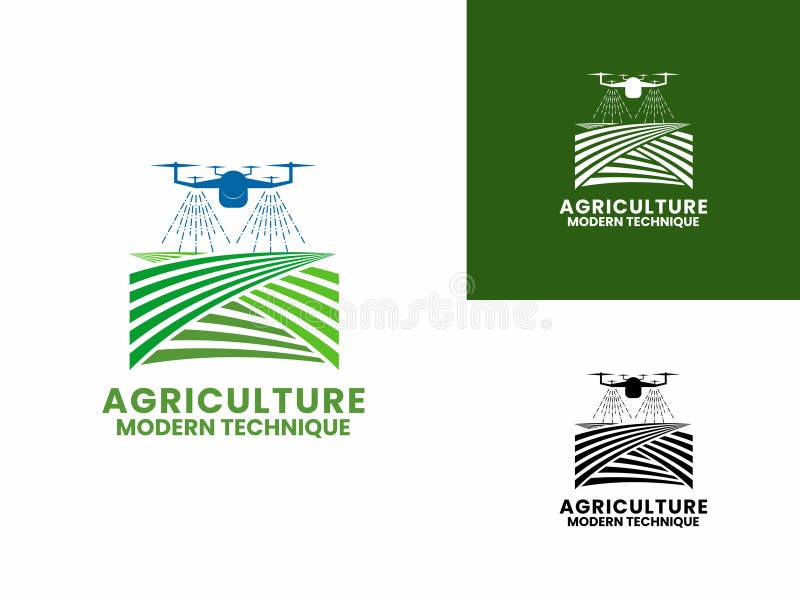 Agriculture Modern Technique with Drone Technology Logo Design Template ...