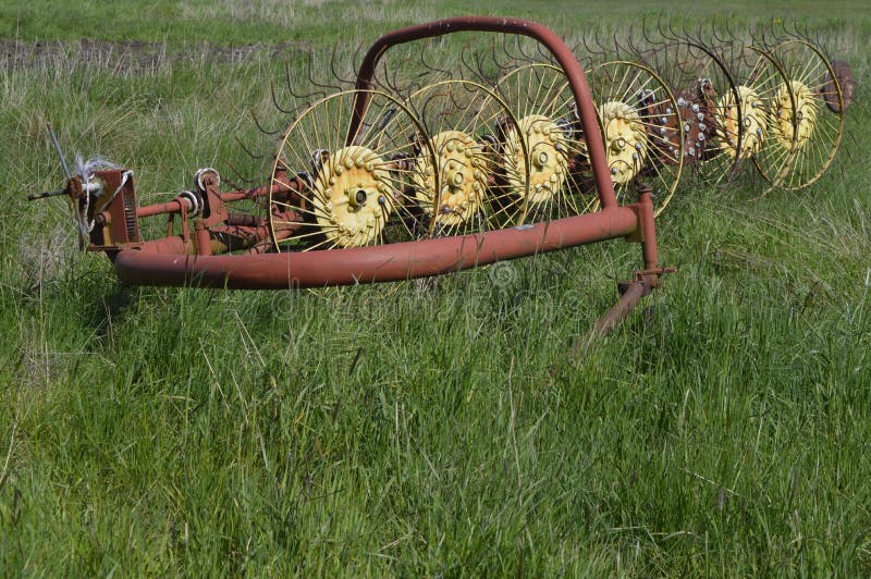 Agriculture Hay Rake Machine for Bales Stock Image - Image of harvest ...