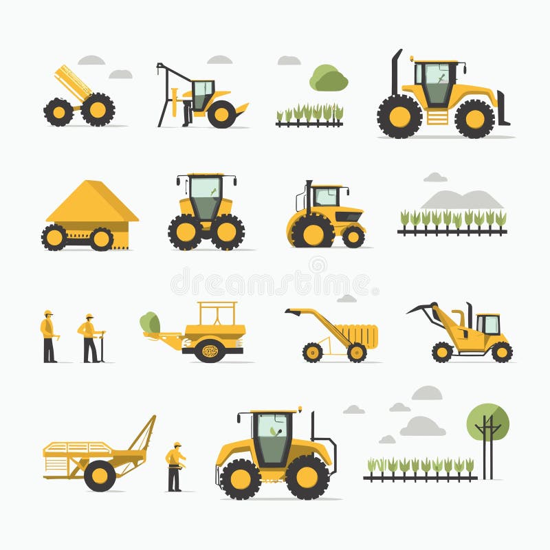 Agriculture Set Vector Flat Minimalistic Isolated Illustration Stock ...