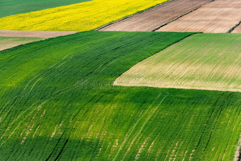 Agriculture at Spring. Colorful Patterns of Farmfields Stock Photo ...