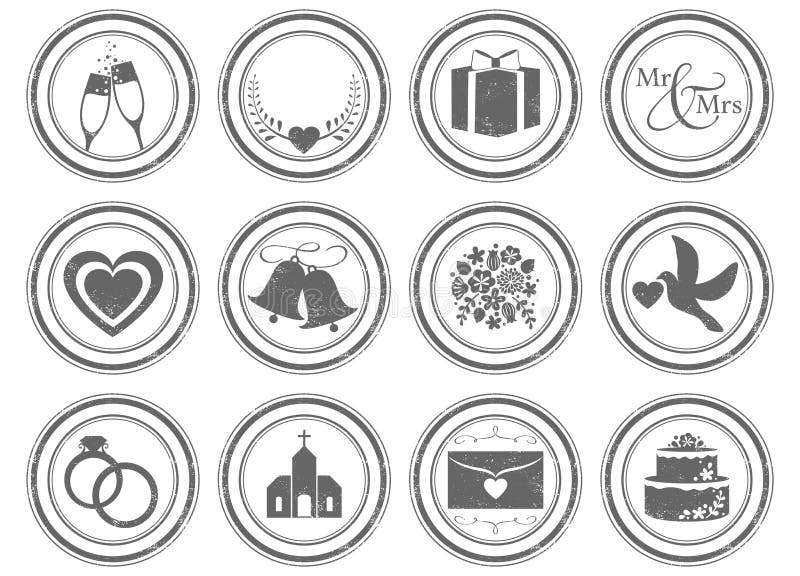 Wedding Grunge Stamps stock vector. Illustration of invitation - 267435674