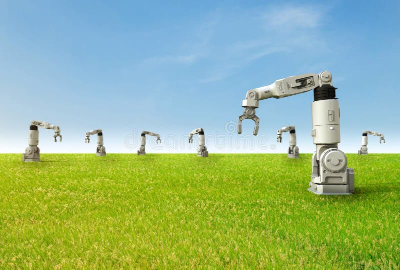 Agriculture Technology Concept with Assistant Robot Stock Illustration ...