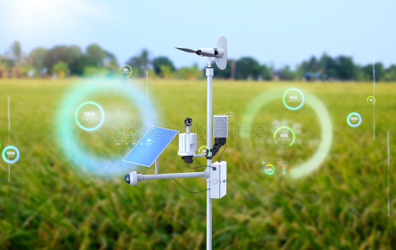Agriculture Technology with Weather Station with Digital Graphic ...