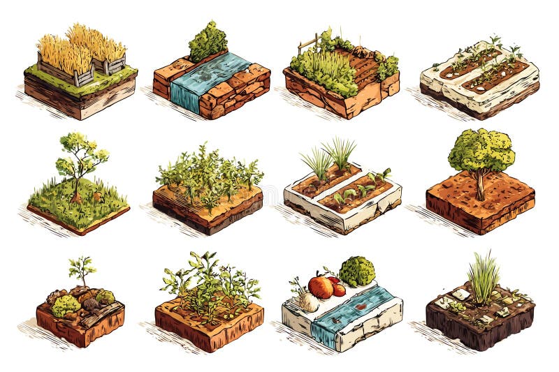 Agriculture Tiles Collection Isometric Isolated Stock Vector ...