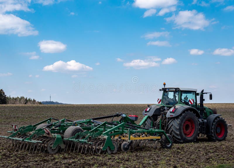 Agriculture Tractor Plowing in Spring Stock Image - Image of attachment ...