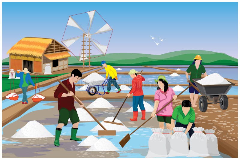 Agriculturist Work in Saline Field Vector Design Stock Vector ...