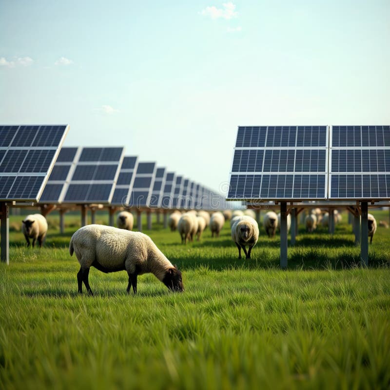 Agrivoltaic System Combining Sheep and Solar Energy, Generative Ai ...