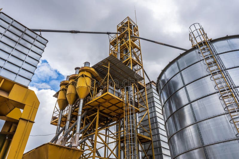 Agro Silos Granary Elevator with Seeds Cleaning Line on Agro-processing ...