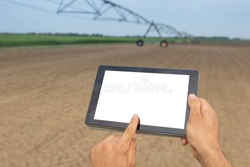 Agronomist Using Tablet Computer. Irrigation System Stock Photo - Image ...