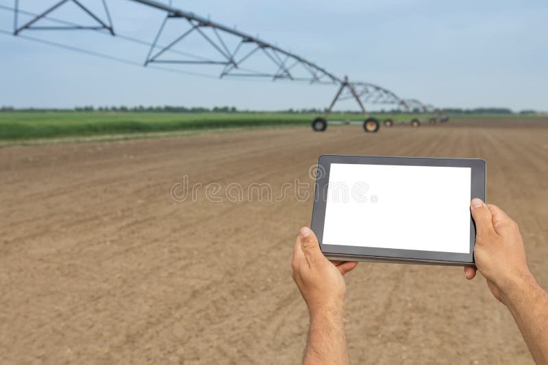 Agronomist Using Tablet Computer. Irrigation System Stock Photo - Image ...