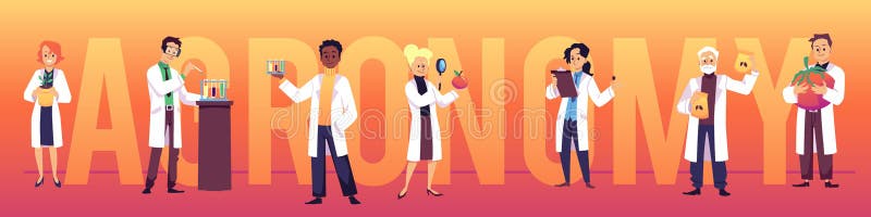 Agronomy Header with Characters of Agronomists, Flat Vector ...