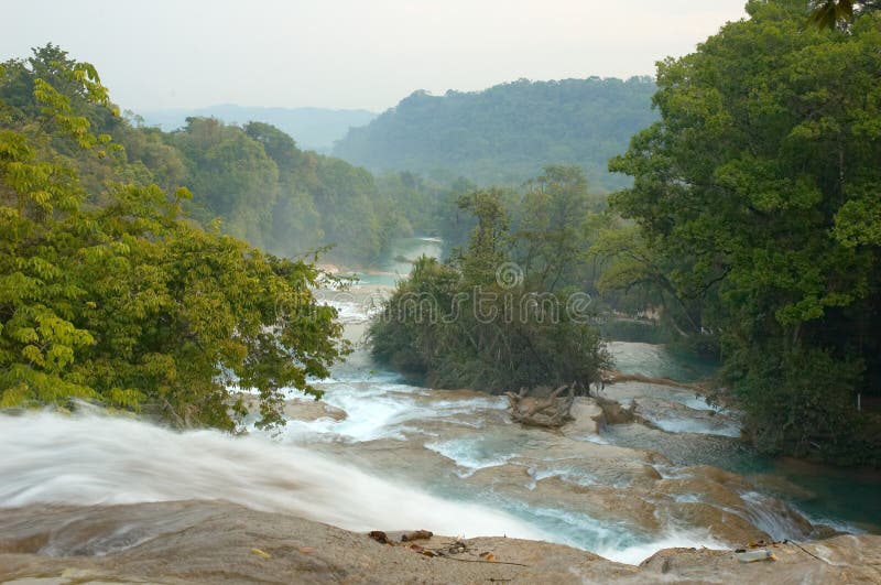 Agua Azul Waterfall, Mexico Stock Photo - Image of drop, colourful ...