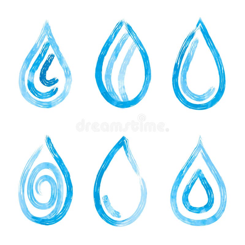 Agua Azul Color Agua Gotas Aisladas En Blanco Ilustración del Vector ...