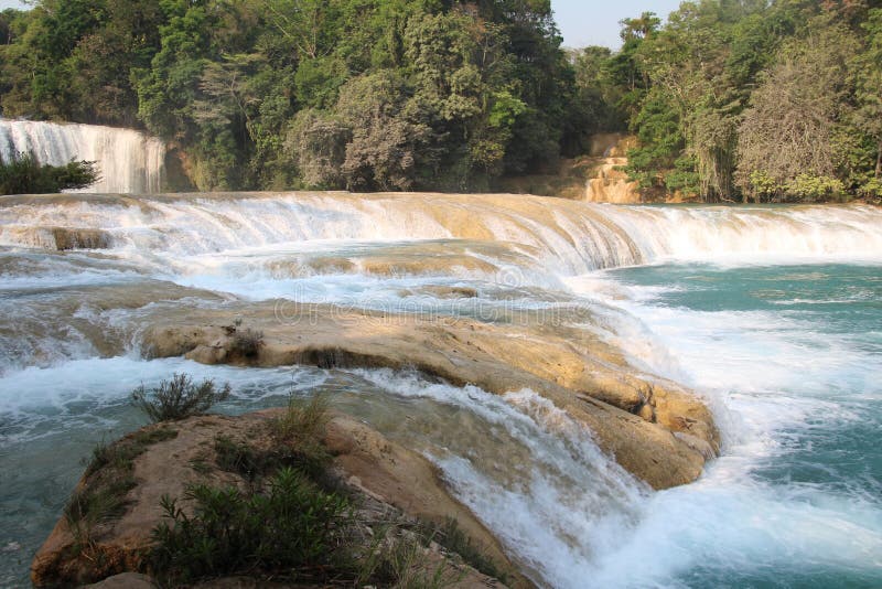 Agua Azul falls in Mexico stock image. Image of azul - 148163039