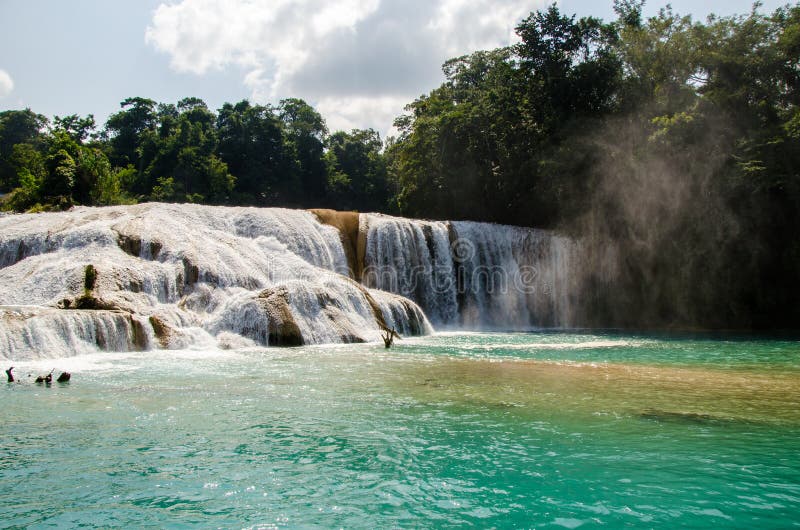 Agua azul waterfalls stock image. Image of nature, clean - 52709071