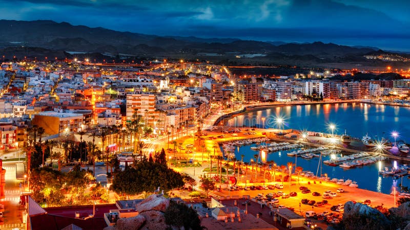Mediterranean Town Aguilas Night Spain Stock Photos - Free & Royalty ...