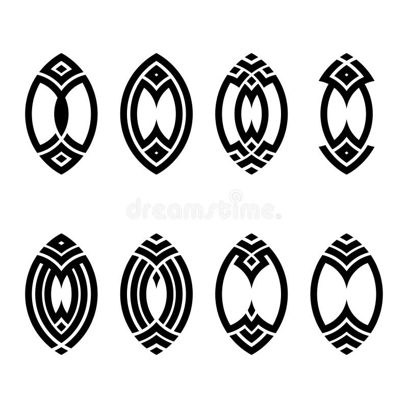 Set of Abstract Geometric Monogram Logo or Symbol Concept. Cubic Logo ...