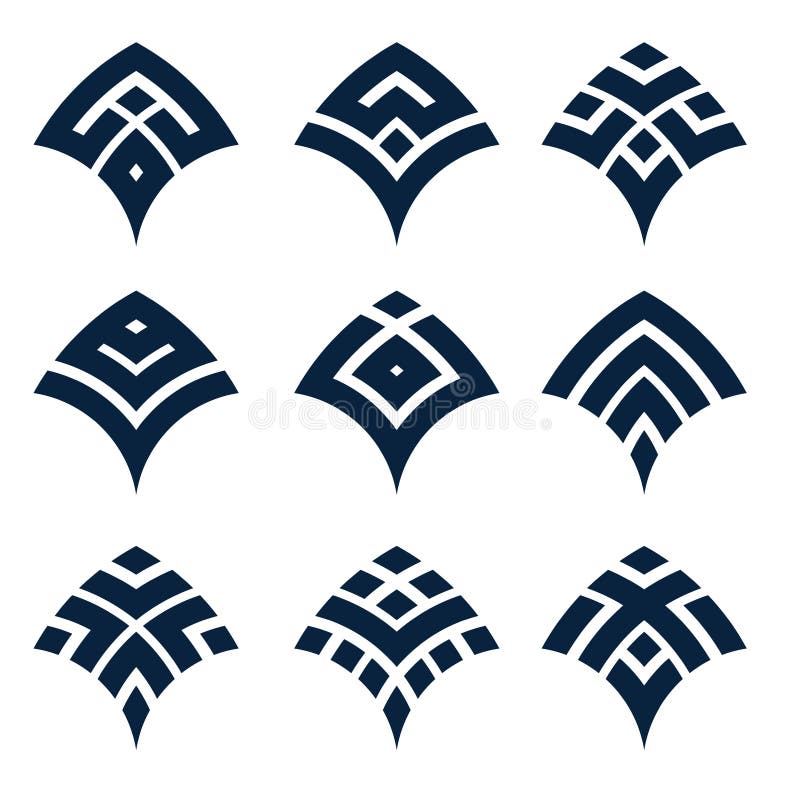 Set of Abstract Geometric Monogram Logo or Symbol Concept. Cubic Logo ...