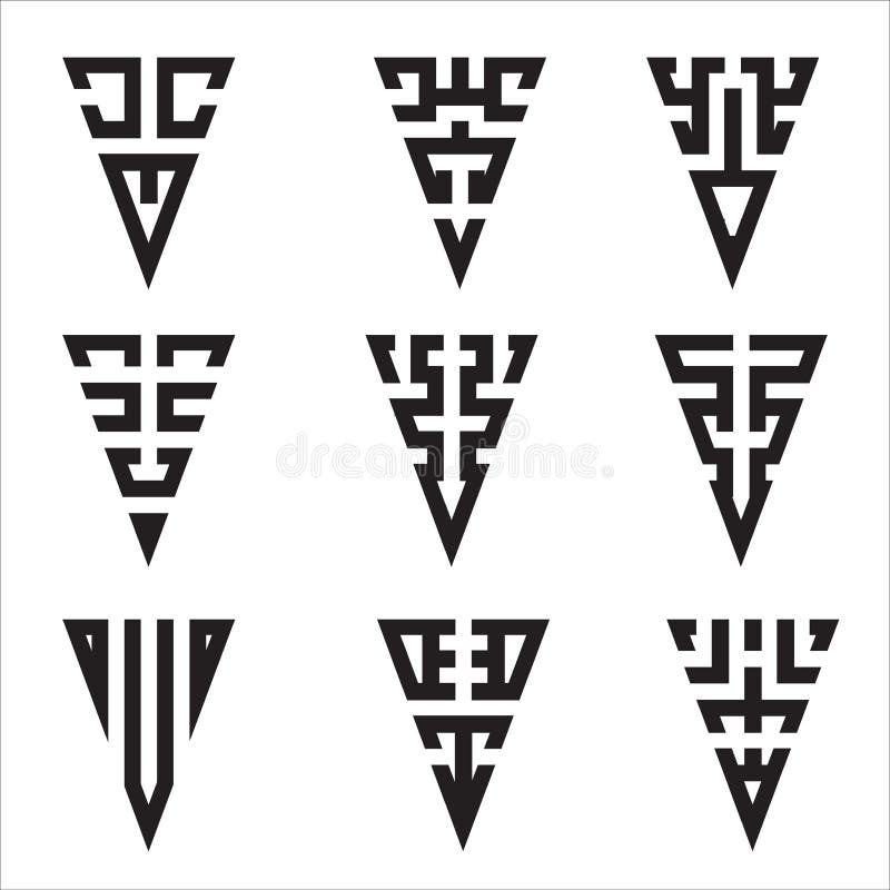 Set of Abstract Geometric Monogram Logo or Symbol Concept. Cubic Logo ...