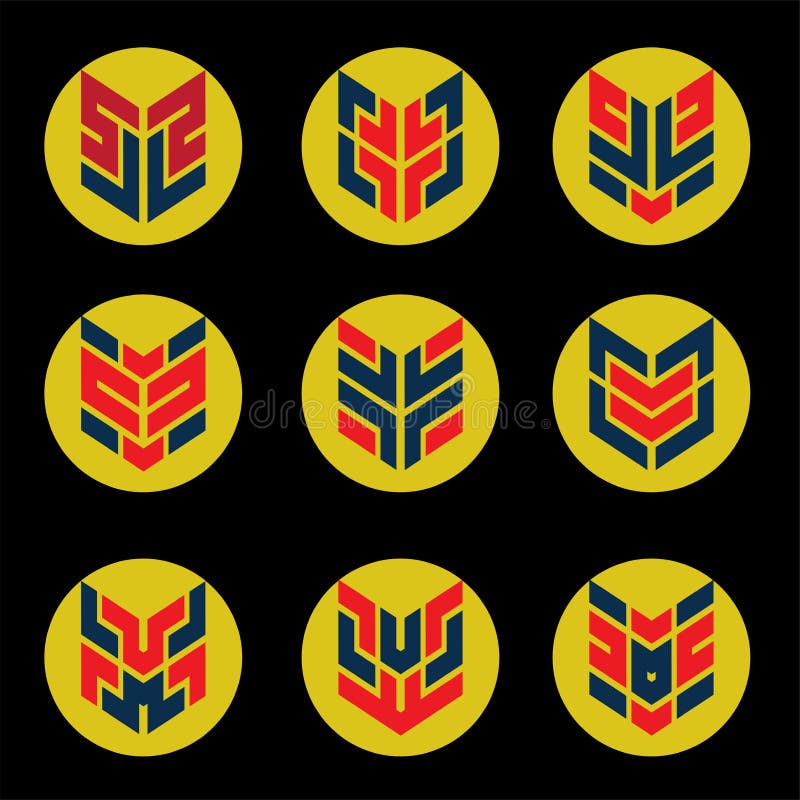 Set of Abstract Geometric Monogram Logo or Symbol Concept. Cubic Logo ...