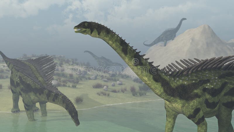 Agustinia Prehistoric Landscape Stock Illustration - Illustration of ...