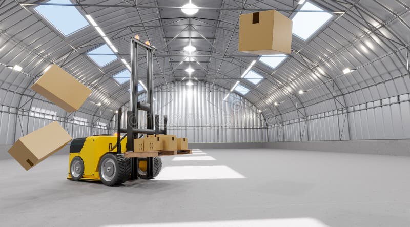 AGV Lifting Machine in Warehouse Stock Illustration - Illustration of ...