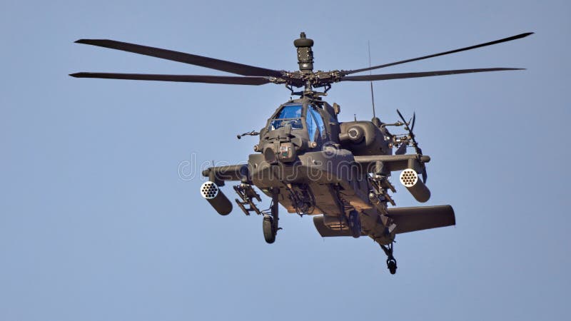 AH 64 Apache - Military Helicopter Performing a Demonstration Flight ...